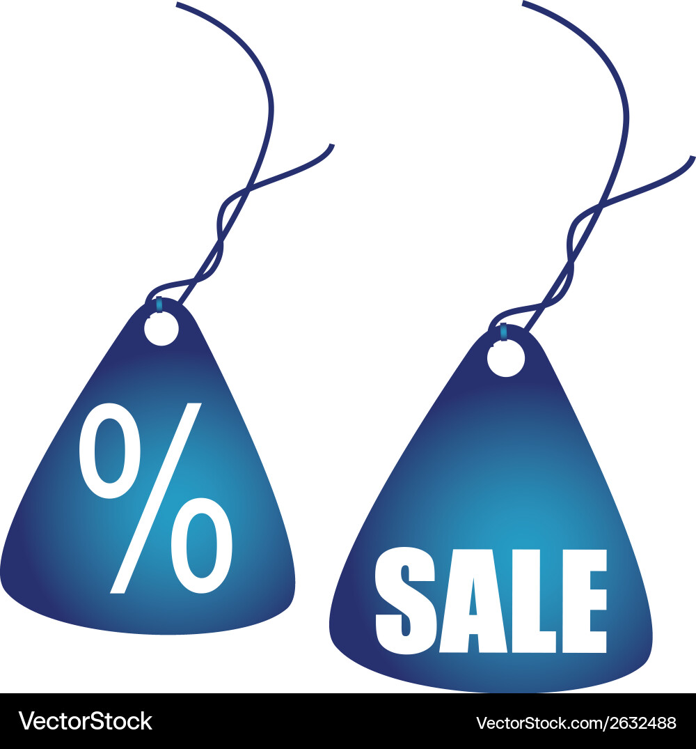 Two blue icons with some white text for sales Vector Image