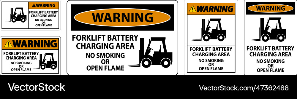 Warning sign forklift battery charging area Vector Image