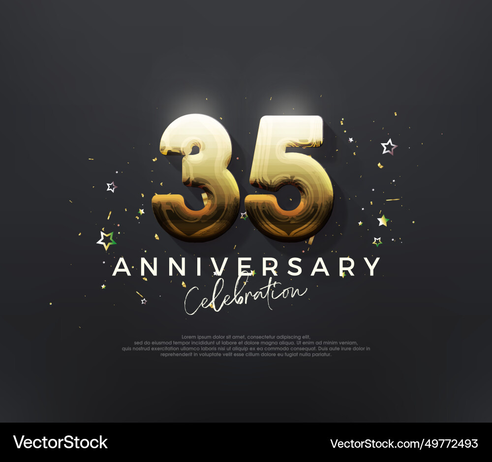 35th anniversary celebration with shiny gold Vector Image