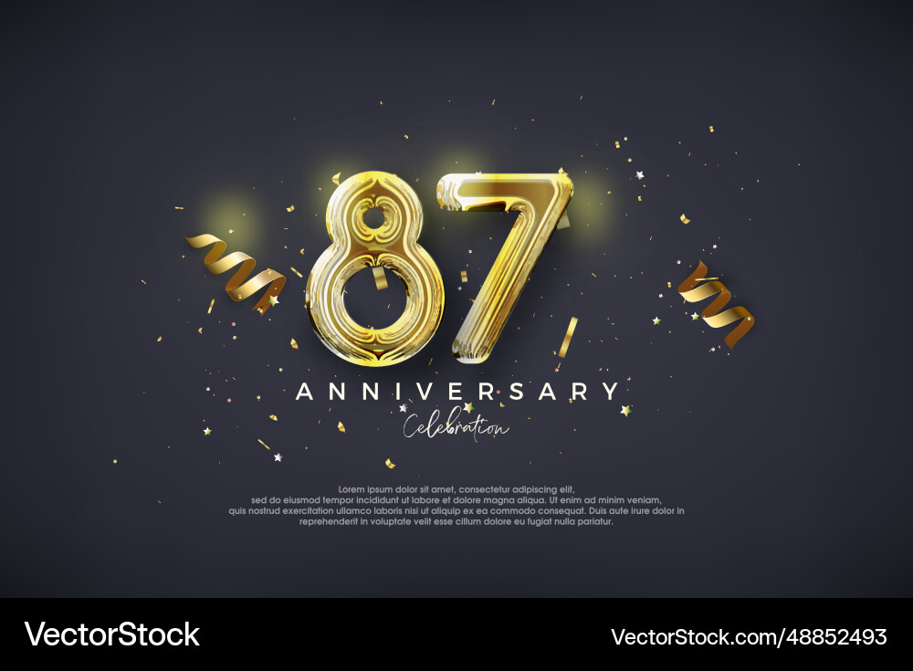 87th anniversary with luxury glossy gold design Vector Image