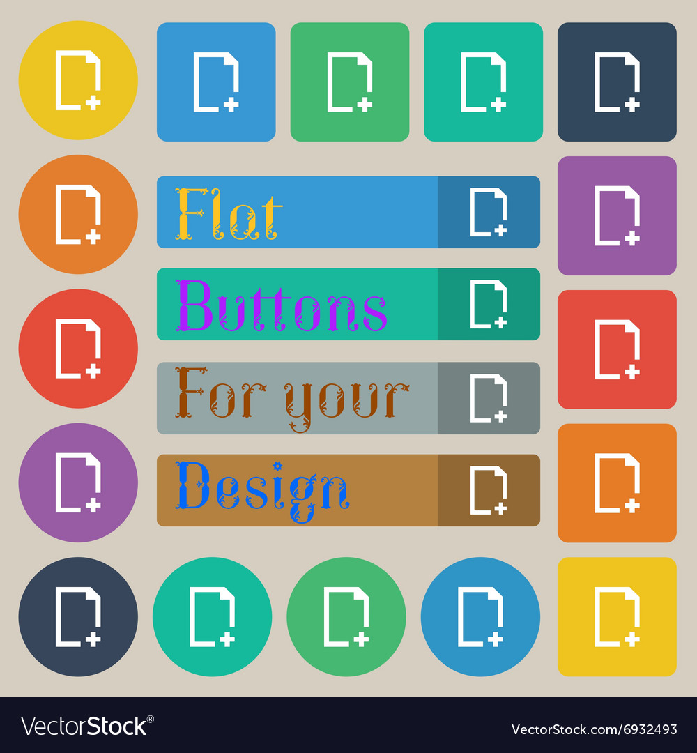 Add file icon sign set twenty colored flat Vector Image