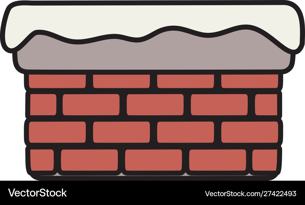 Chimney with snow in border on white background Vector Image