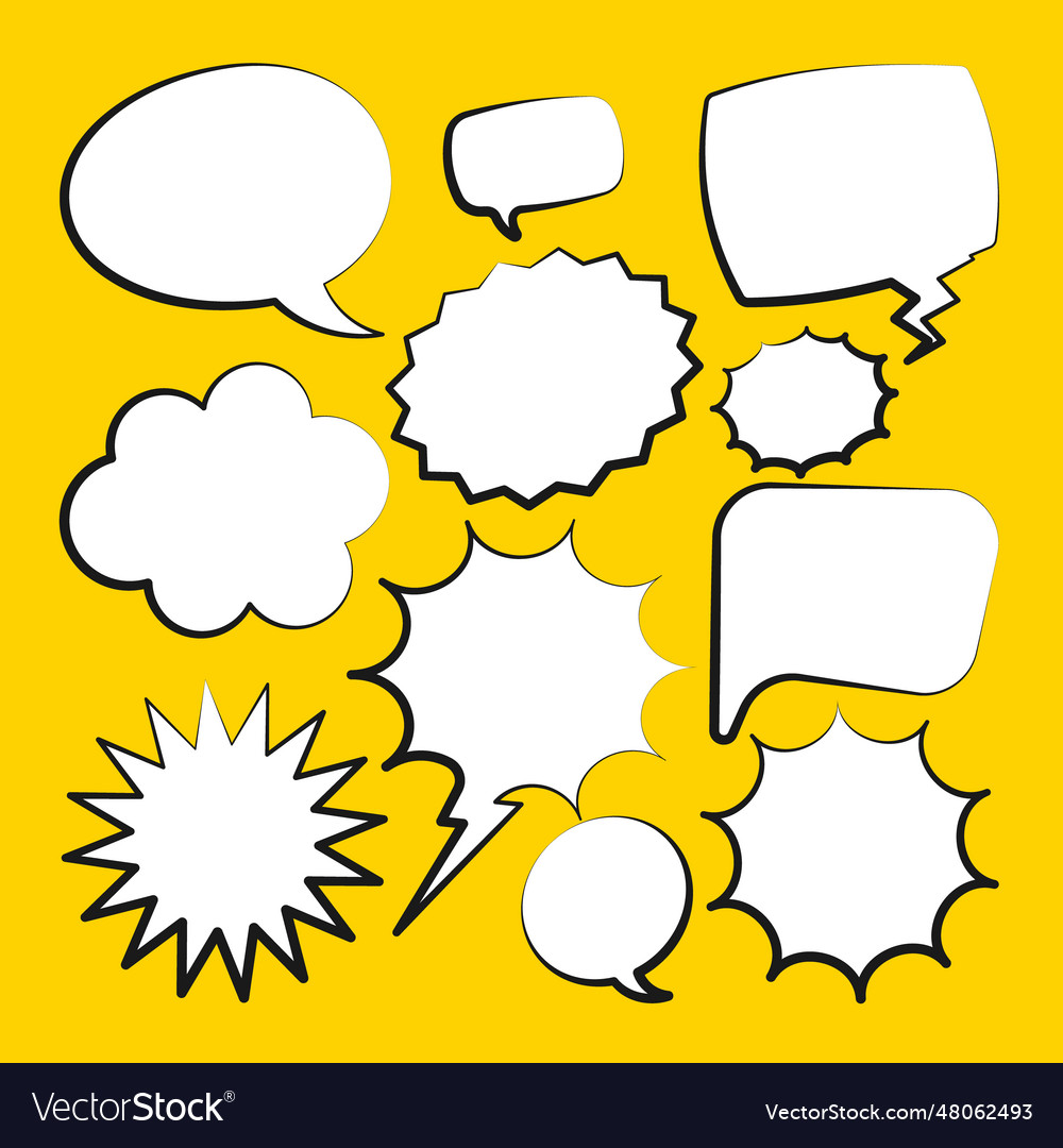 Comic speech bubbles outline hand drawn retro Vector Image