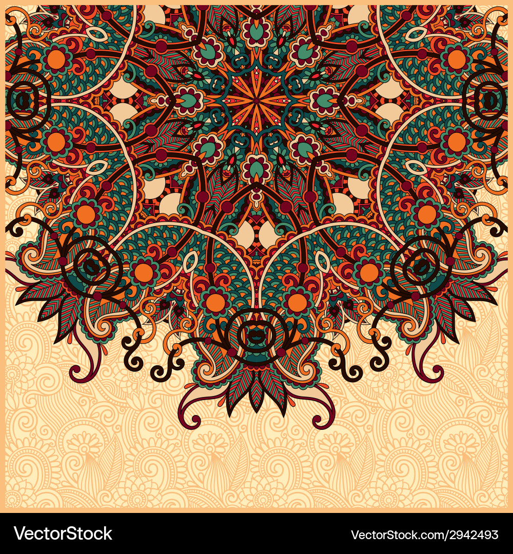 Floral round pattern in ukrainian oriental ethnic Vector Image