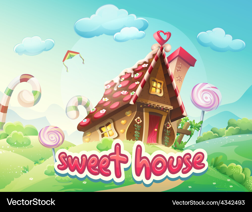 Gingerbread house with the words Royalty Free Vector Image