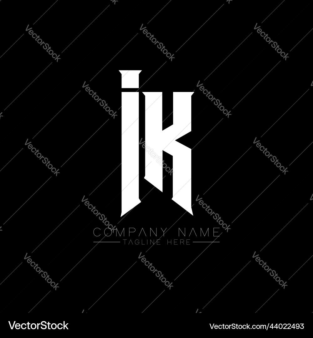 Ik letter logo design initial letters gamings Vector Image