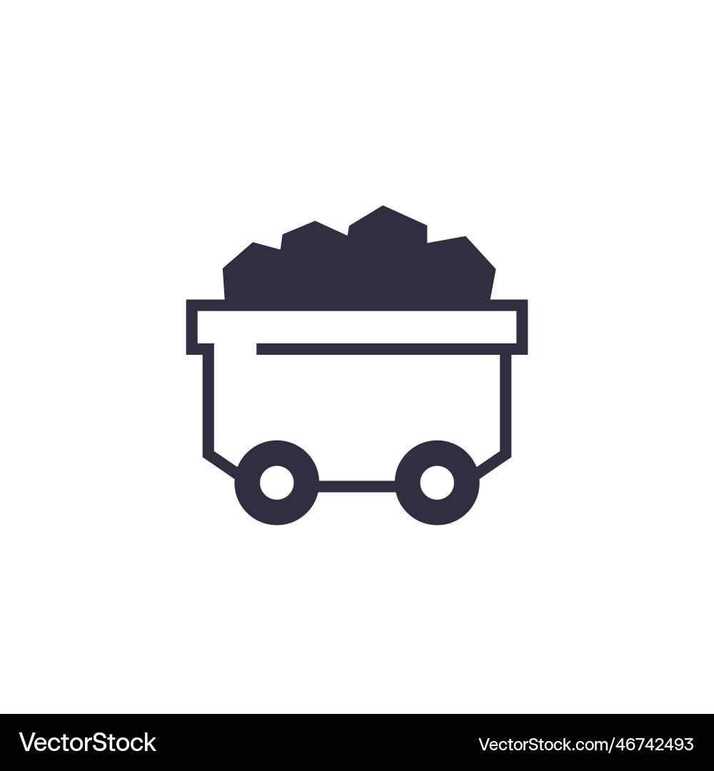 Minecart or mine wagon icon on white Royalty Free Vector