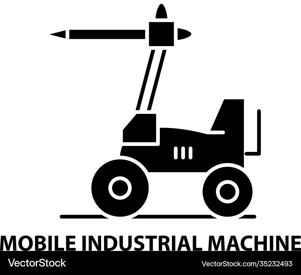Mobile industrial machine icon black sign Vector Image