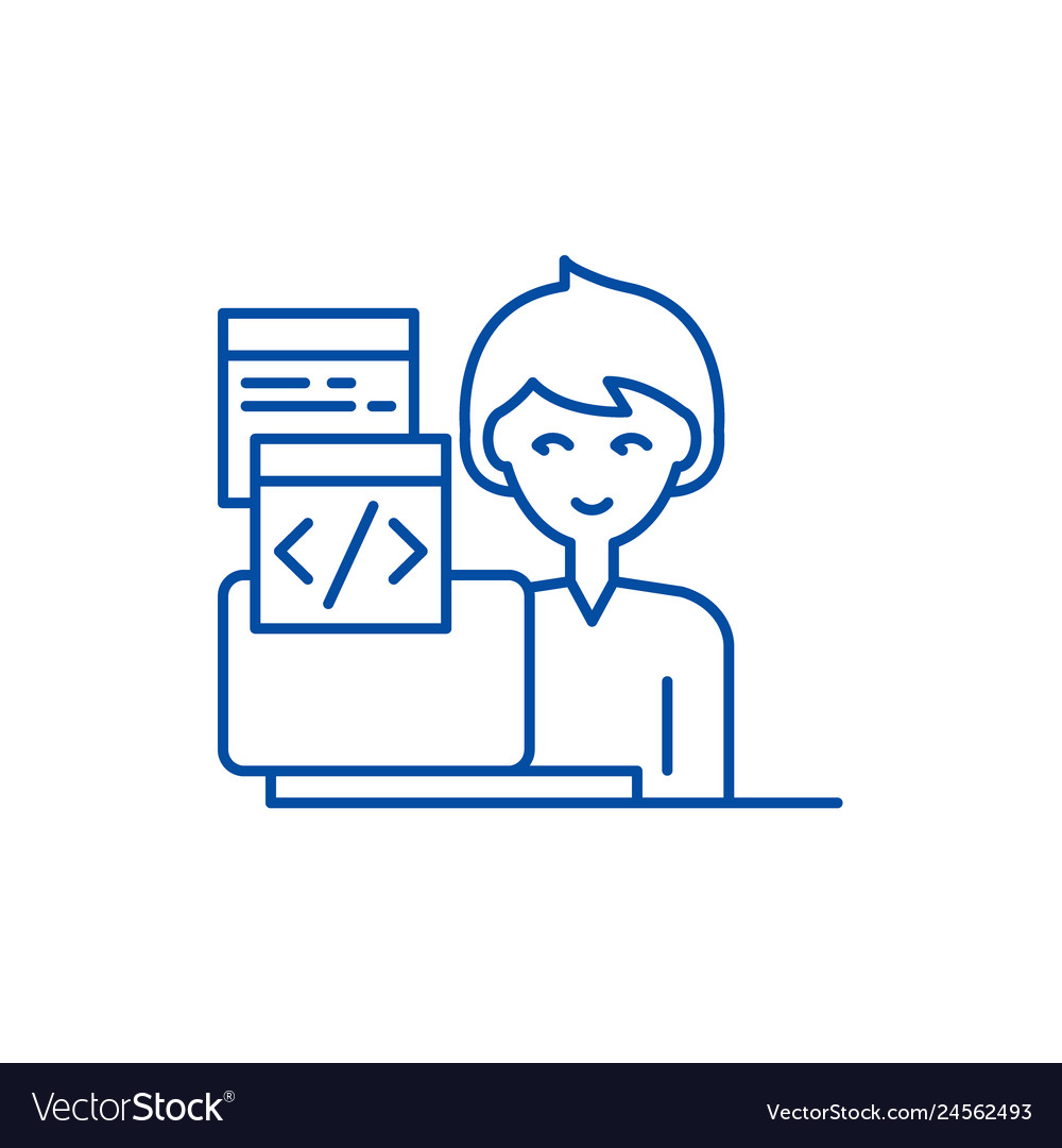 Programming line icon concept flat Royalty Free Vector Image