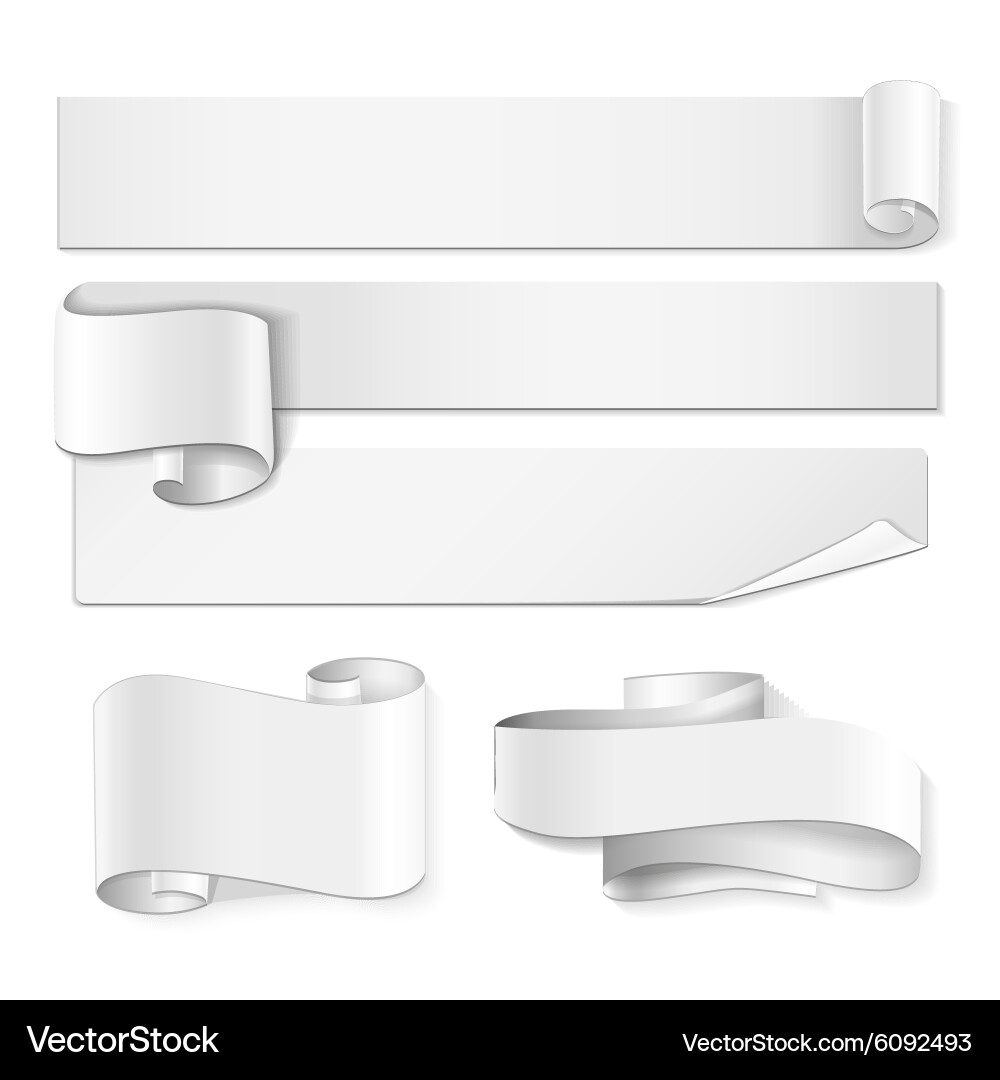 Realistic detailed curved white ribbon Royalty Free Vector