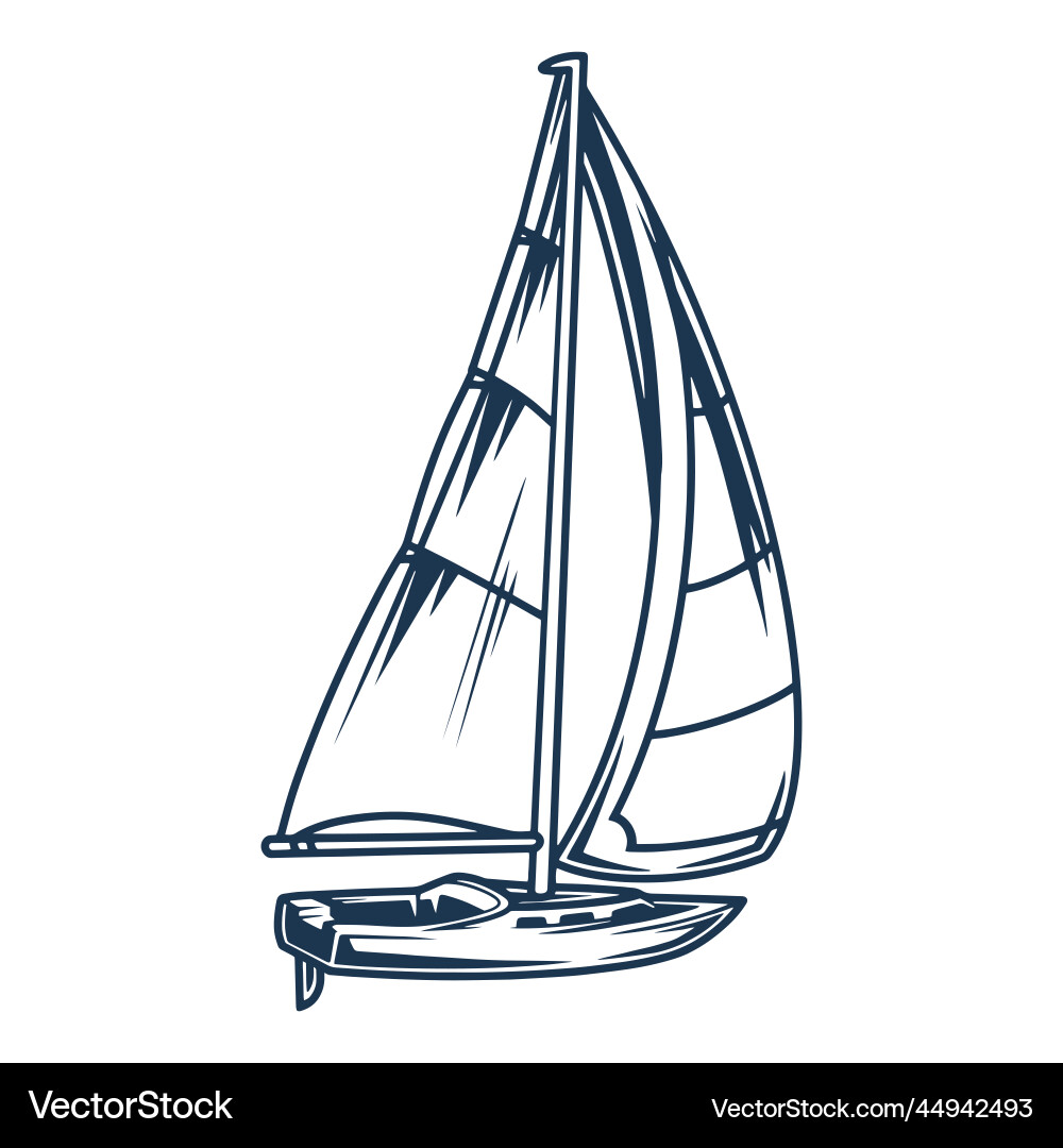 Sailing yacht detailed monochrome element Vector Image