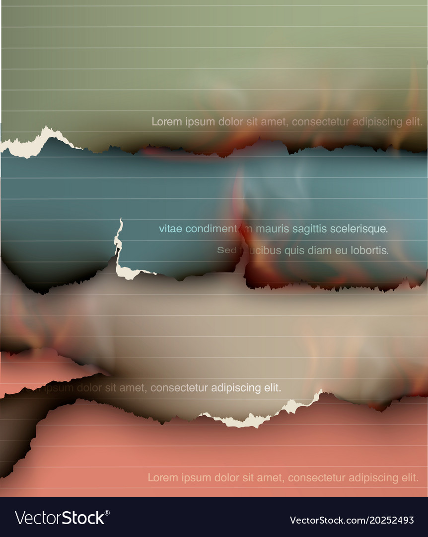Set burning templates torn paper with fire Vector Image