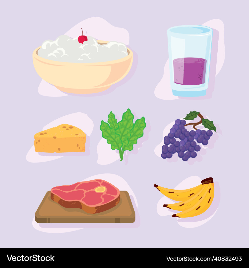 Seven food icons Royalty Free Vector Image - VectorStock