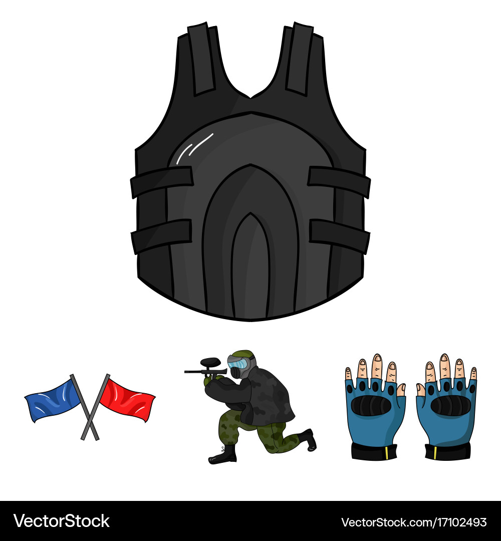 Sport game paintball competition set Royalty Free Vector