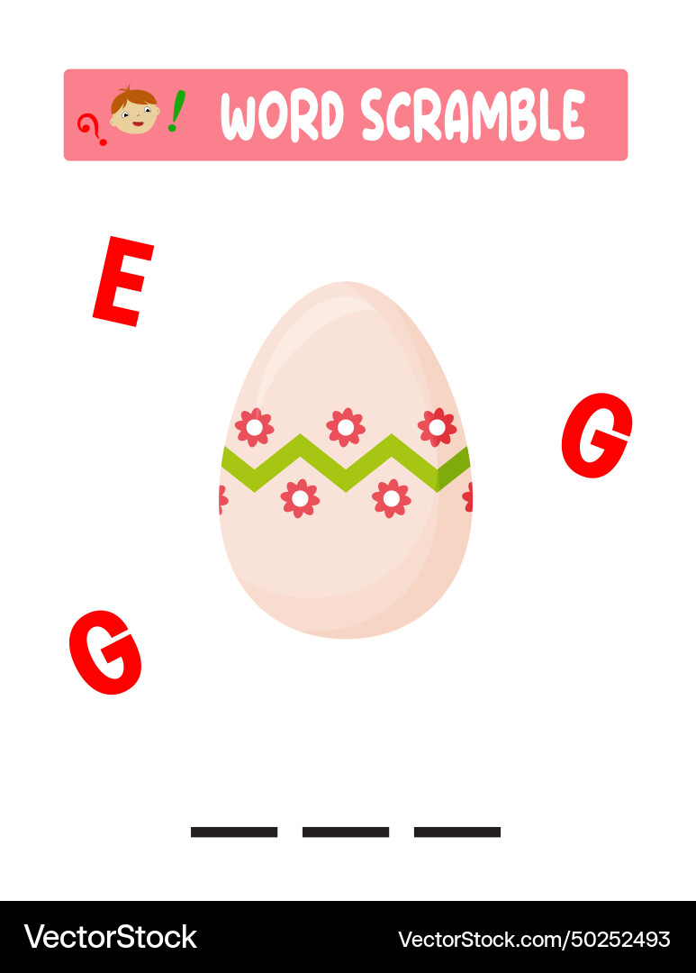 Word scramble kids educational games easter game Vector Image
