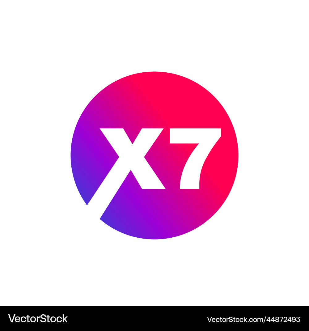 X7 brand icon on round monogram Royalty Free Vector Image