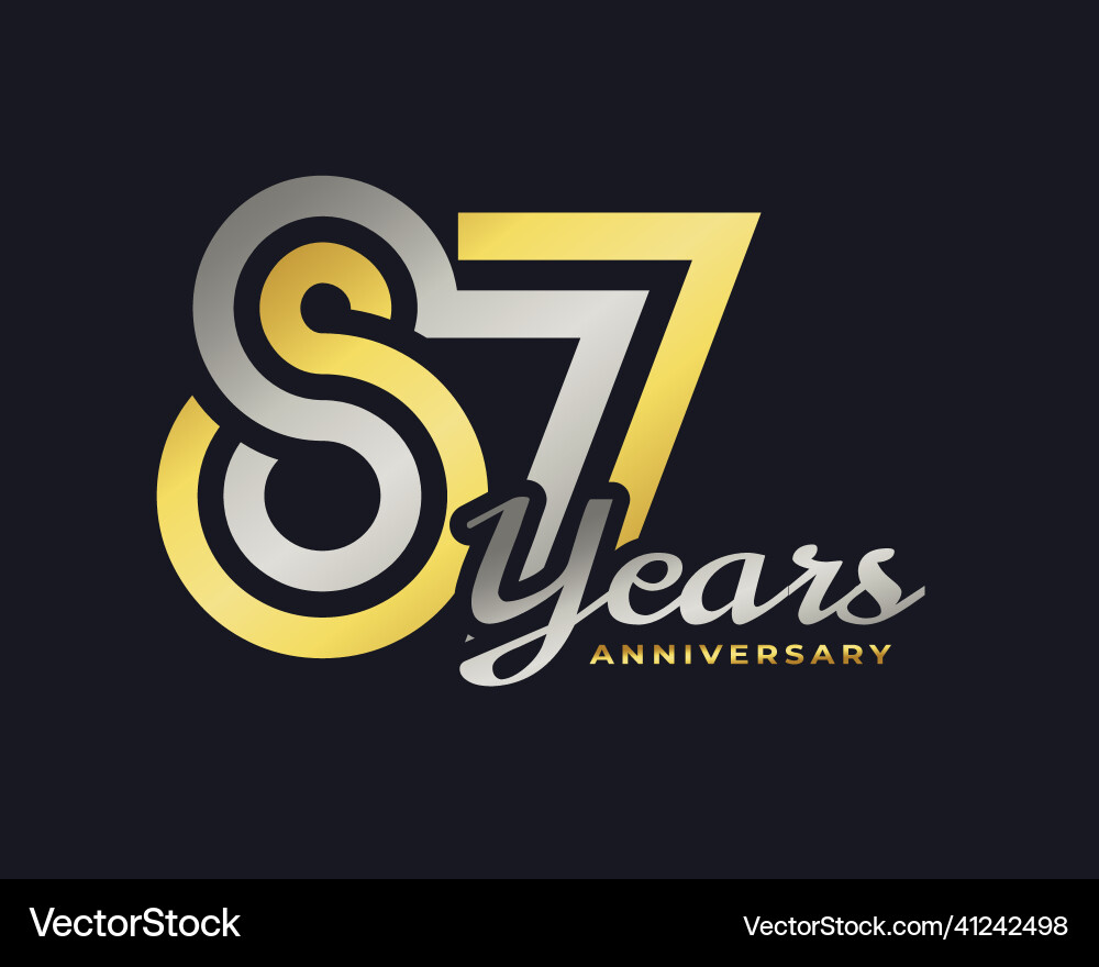 87 year anniversary celebration with handwriting Vector Image