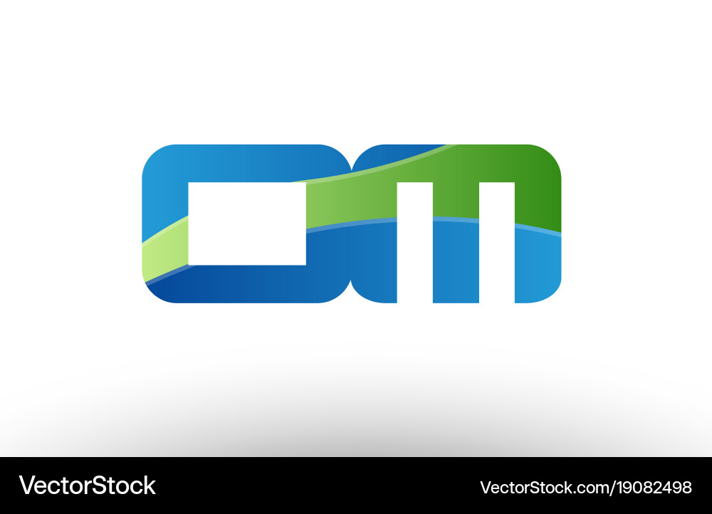 Blue green om o m alphabet letter logo Royalty Free Vector