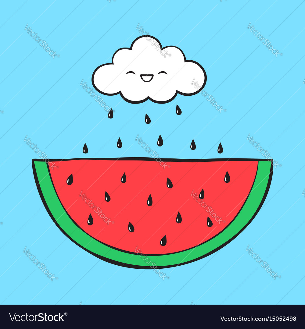 Cartoon cloud and watermelon Royalty Free Vector Image