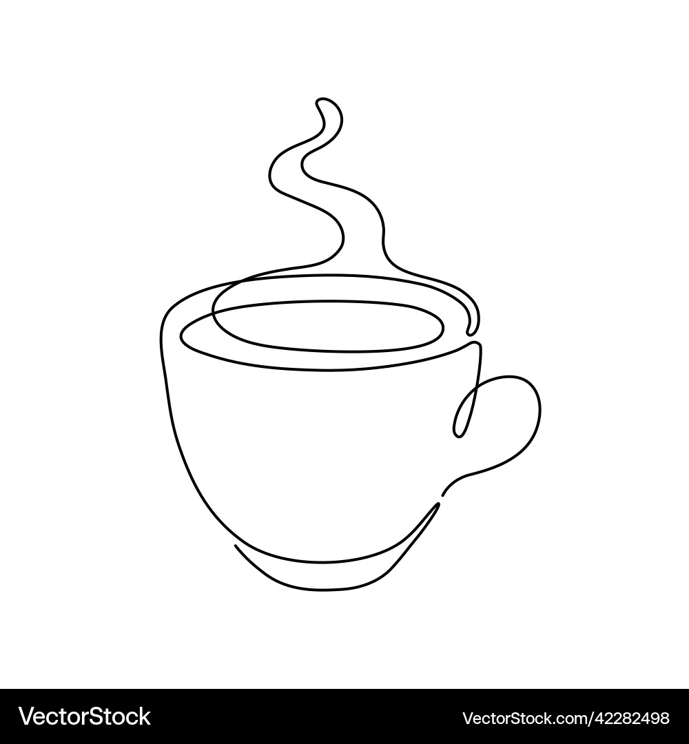 Cup of coffee one single continuous line drawing Vector Image