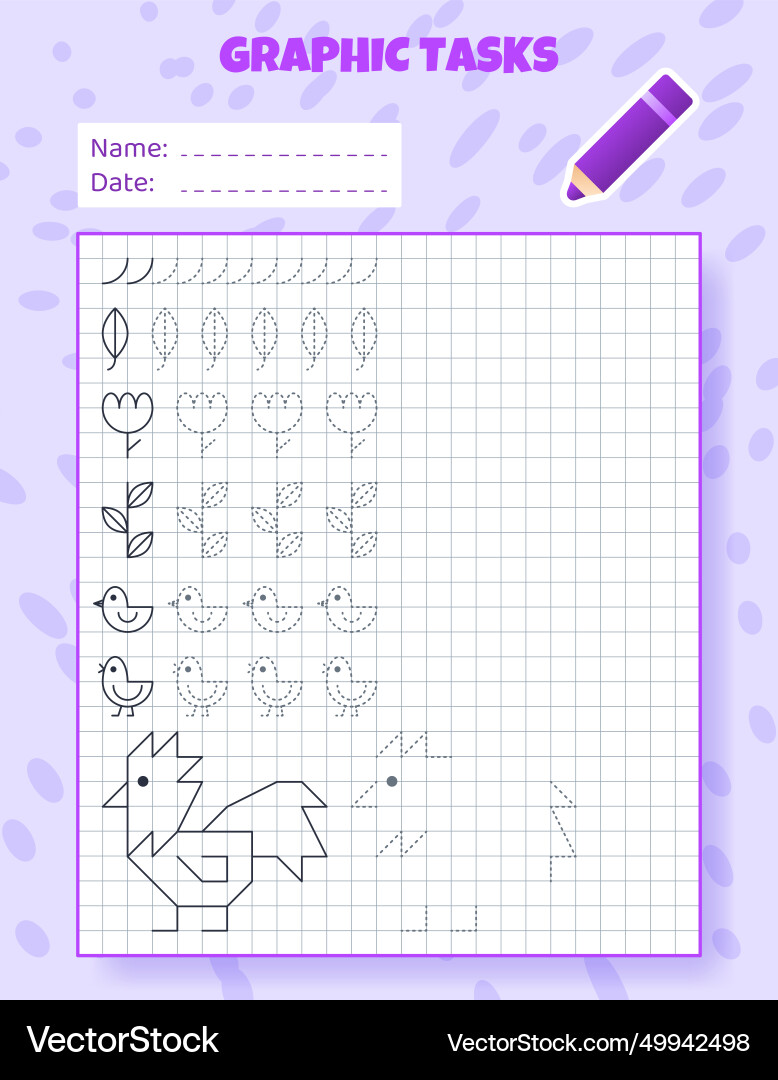 Graphic tasks by cells educational game for kids Vector Image