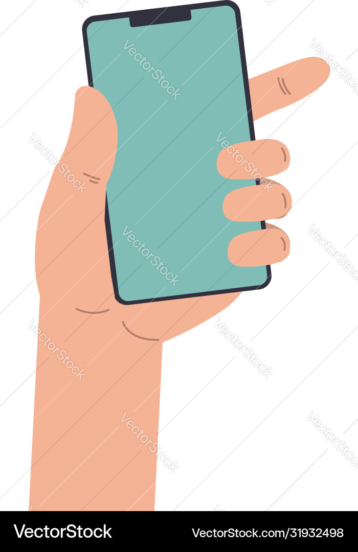Human hand with smartphone in flat style des Vector Image