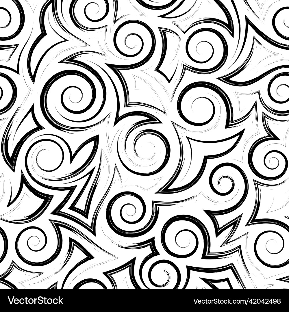 Seamless geometric pattern of black spirals Vector Image