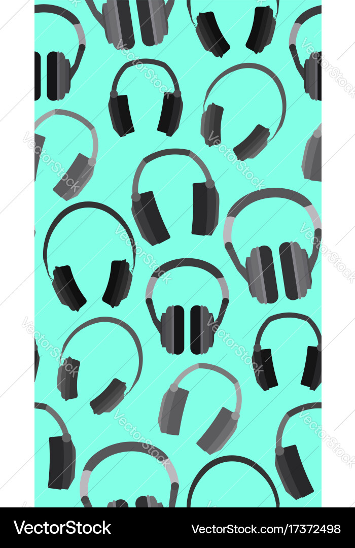 Seamless texture with flat headphones on a blue Vector Image