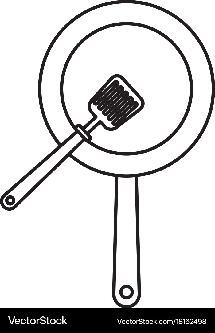 Skillet and turner kitchen utensils Royalty Free Vector