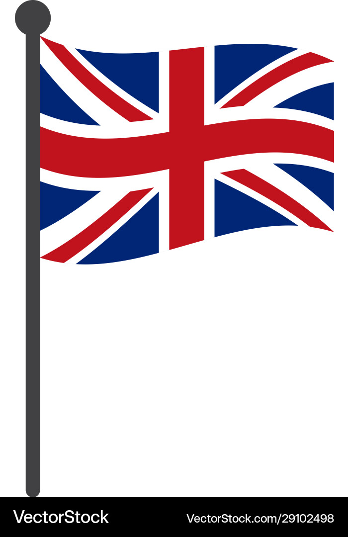 Uk flag with pole icon isolated on white Vector Image