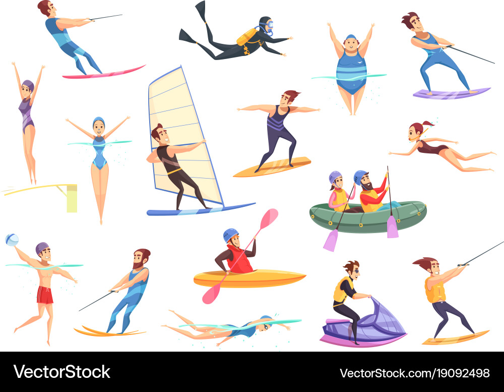Water sports set Royalty Free Vector Image - VectorStock