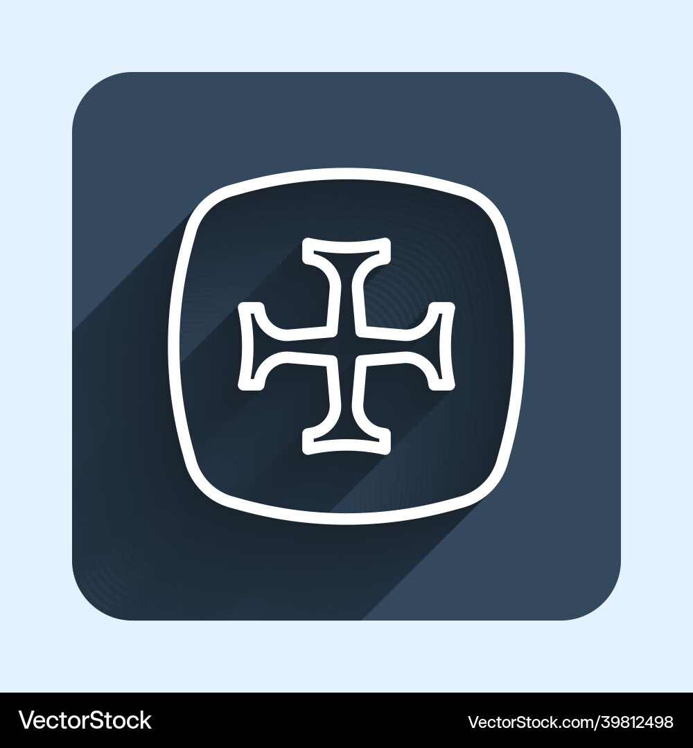 White line crusade icon isolated with long shadow Vector Image