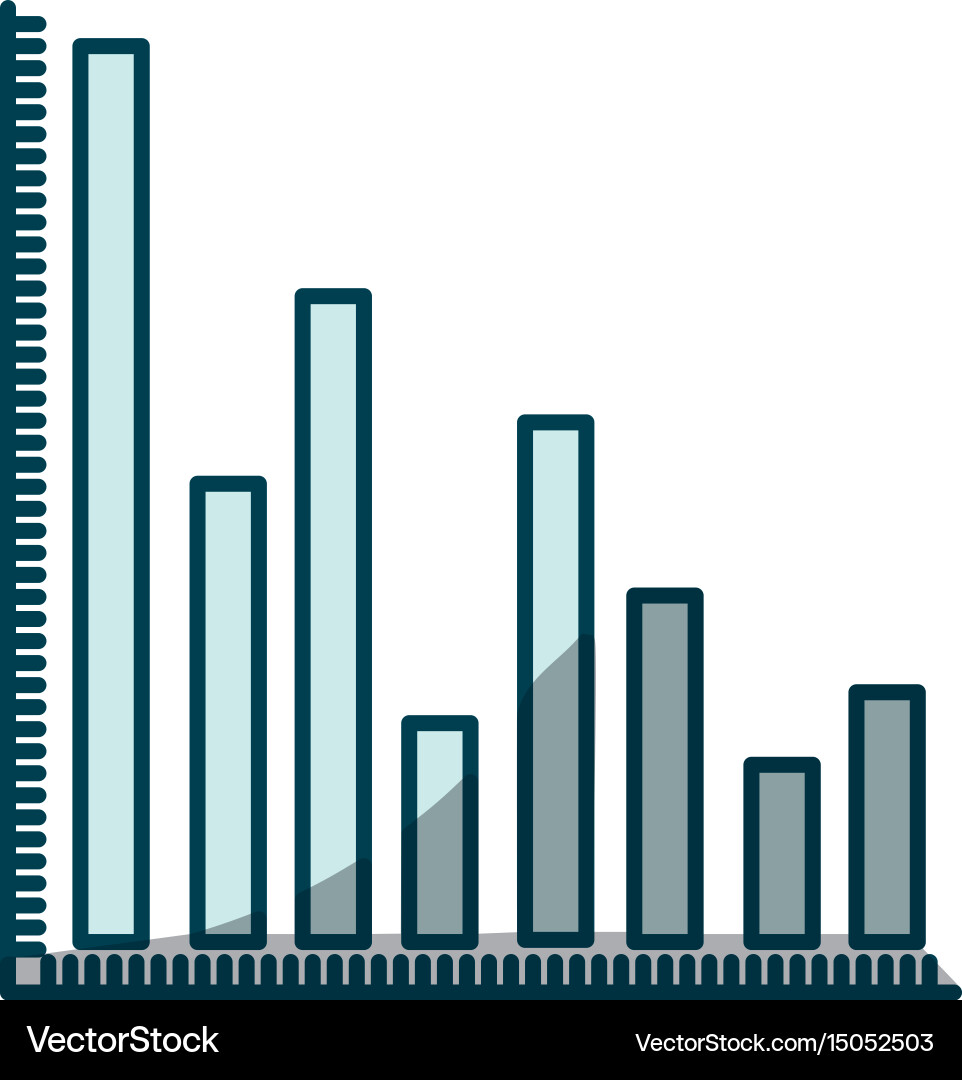 Blue shading silhouette of column chart Royalty Free Vector