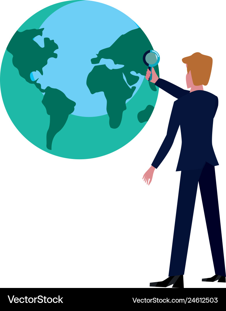 Businessman with magnifier Royalty Free Vector Image