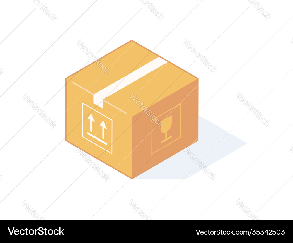 Close isometric cardboard box for delivery Vector Image