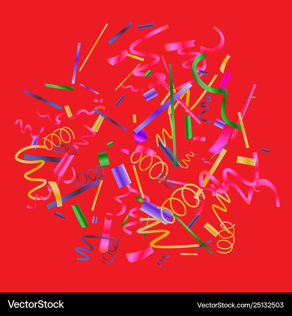 Colorful colored confetti on a red background Vector Image