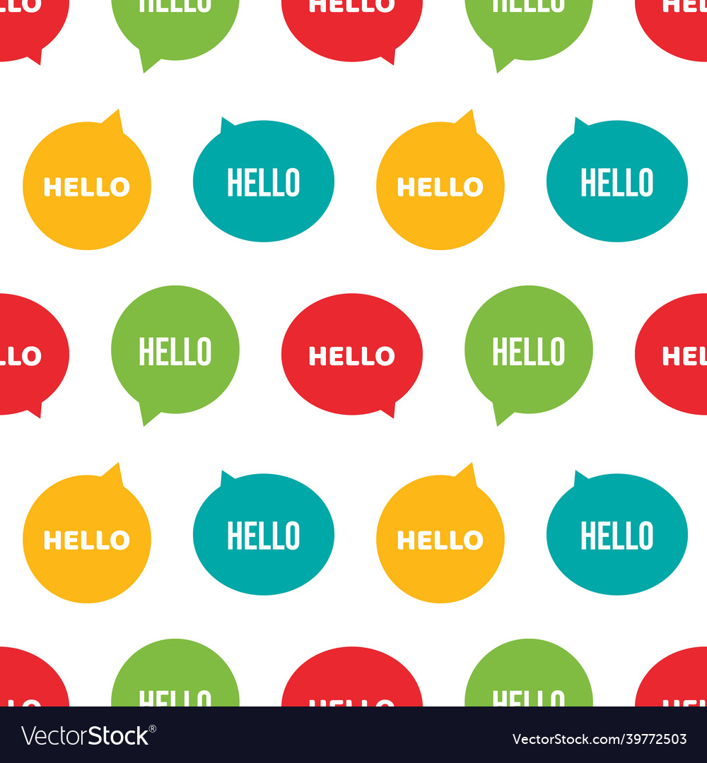 Colorful speech bubbles with word hello pattern Vector Image