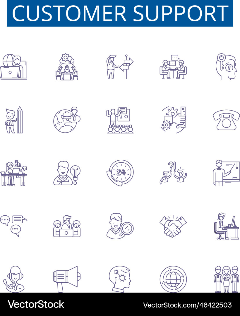 Customer support line icons signs set design Vector Image