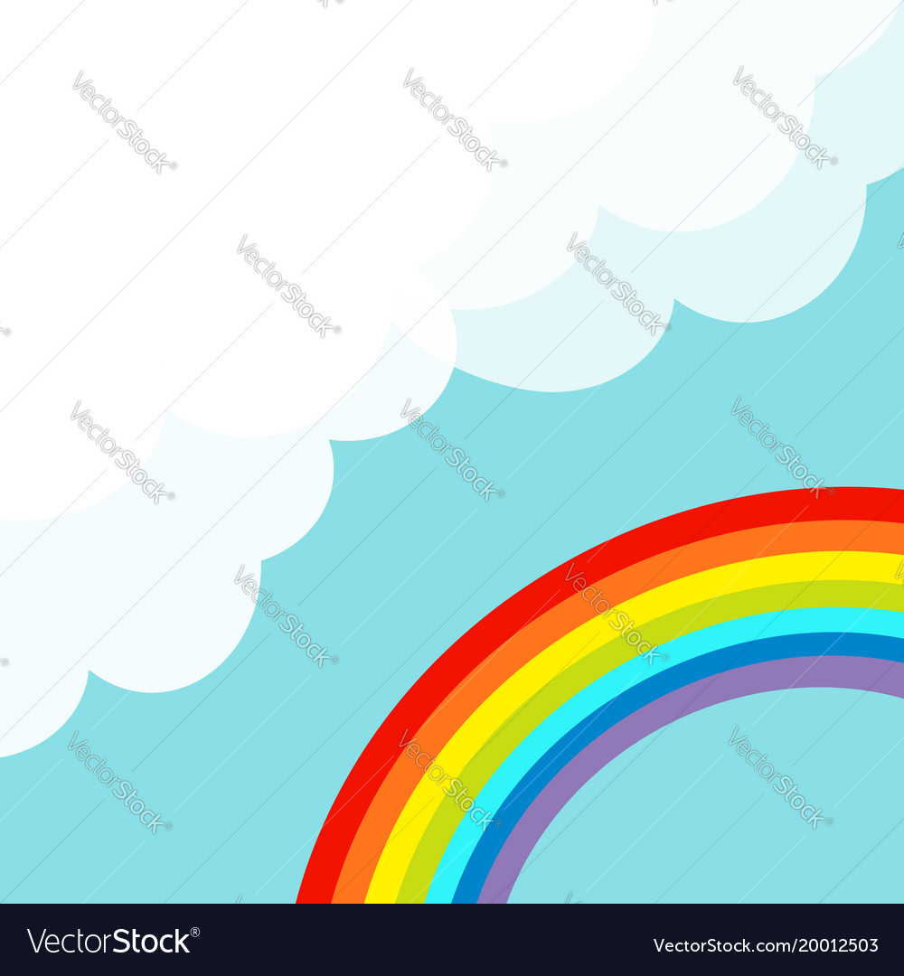 Fluffy cloud in corner cloudshape rainbow Vector Image