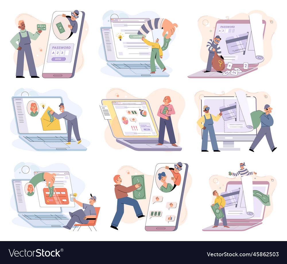 Hacker activity big set hacking computer Vector Image