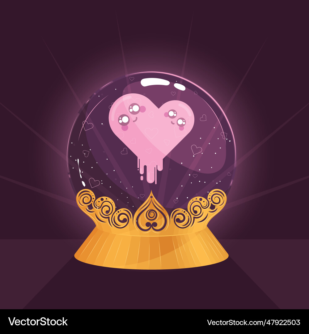 Isolated colored crystal ball with a heart shape Vector Image