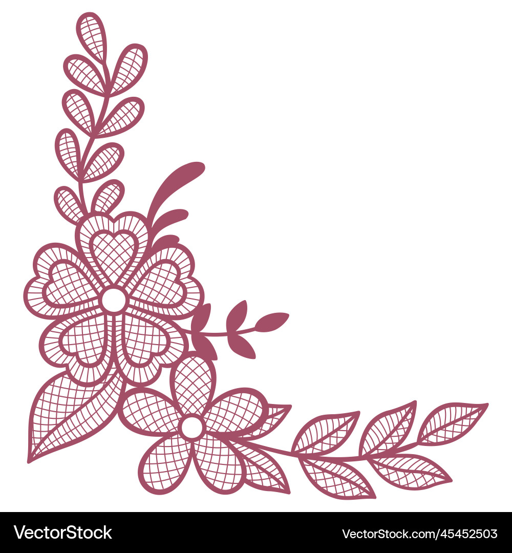 Lace decorative element with flowers and leaves Vector Image
