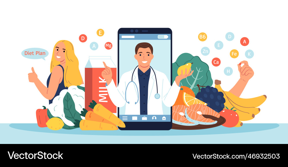 Nutritionist and diet concept Royalty Free Vector Image