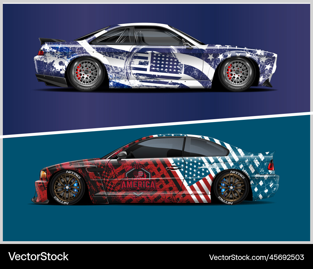Racing car decal wrap design for livery wrap Vector Image