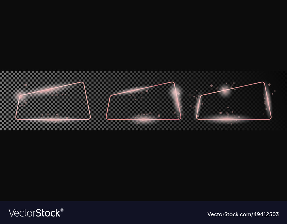Rose gold glowing rounded rectangular frame Vector Image