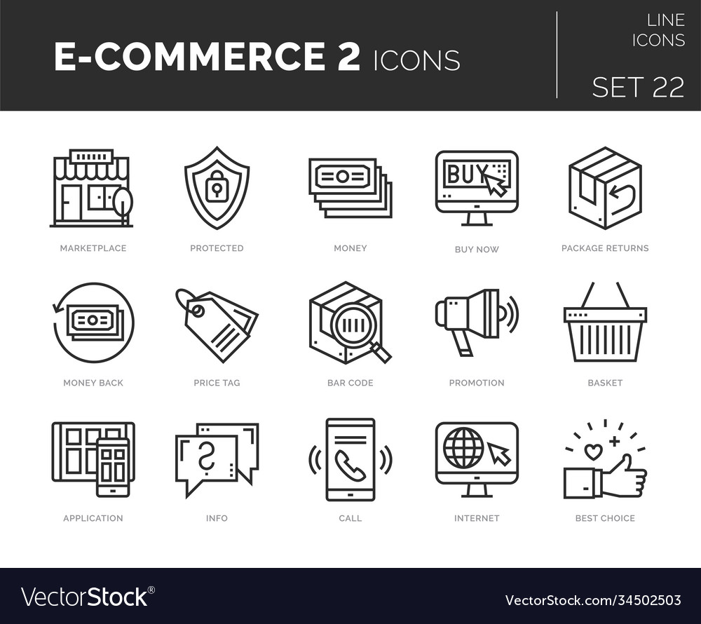 Set e-commerce icons Royalty Free Vector Image