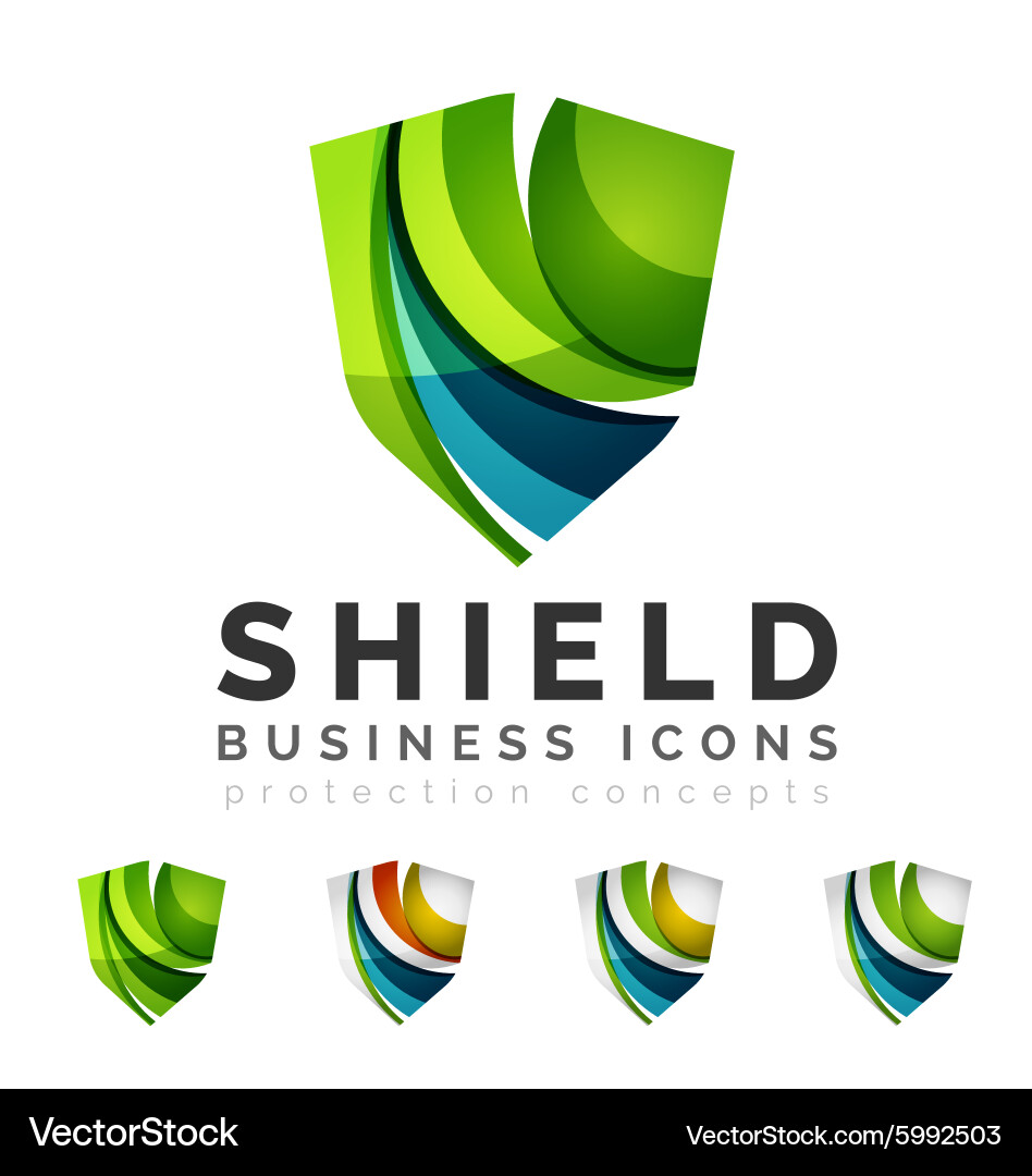 Set of protection shield logo concepts Royalty Free Vector