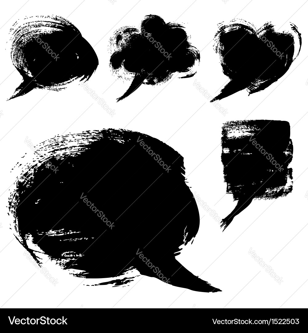 Speech bubble shapes drawn with a brush and paint Vector Image