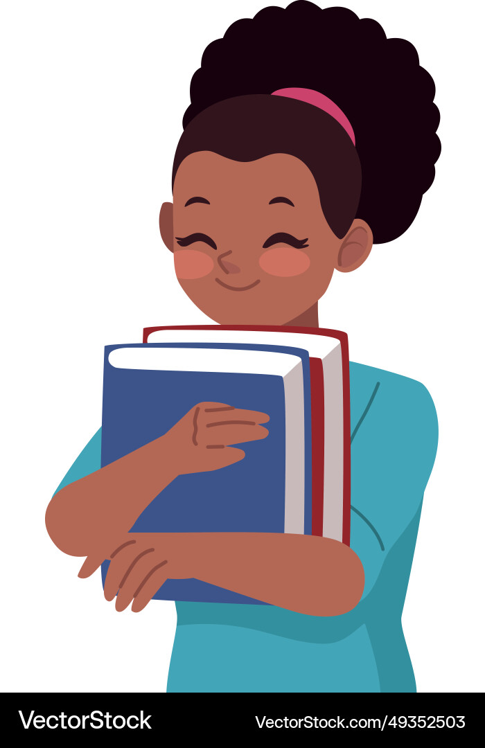 Student cute girl with books Royalty Free Vector Image