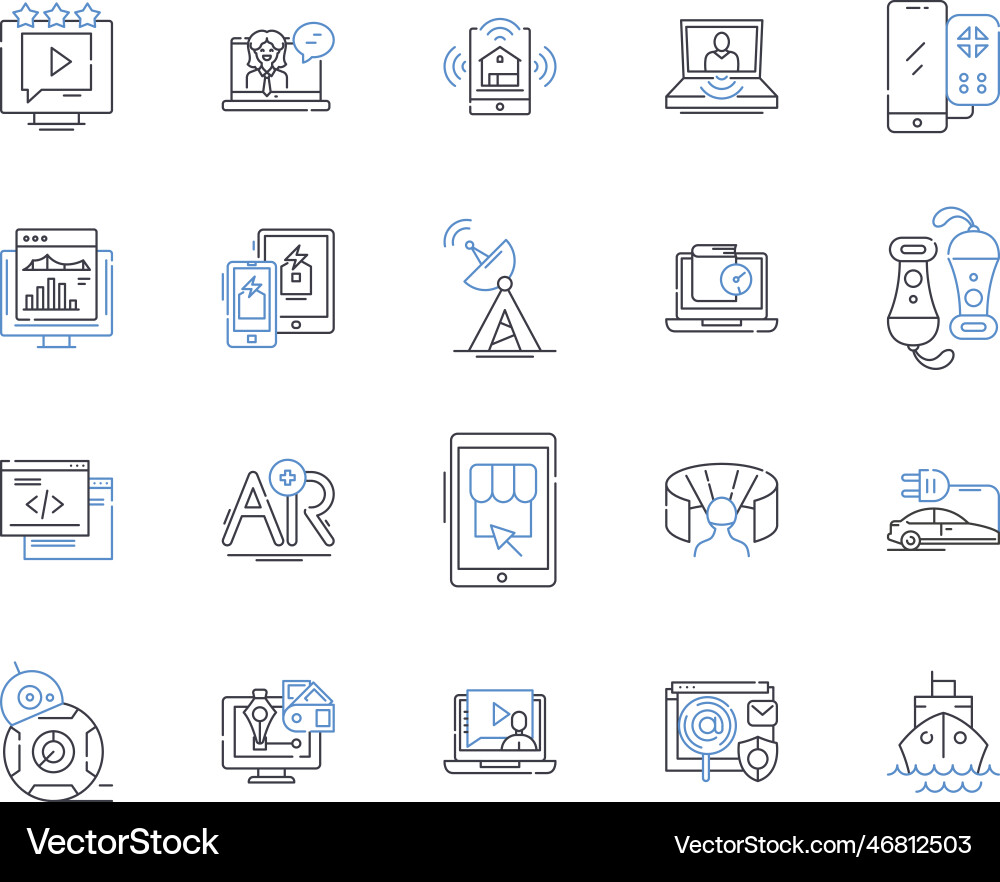 Synthetic composition line icons collection Vector Image